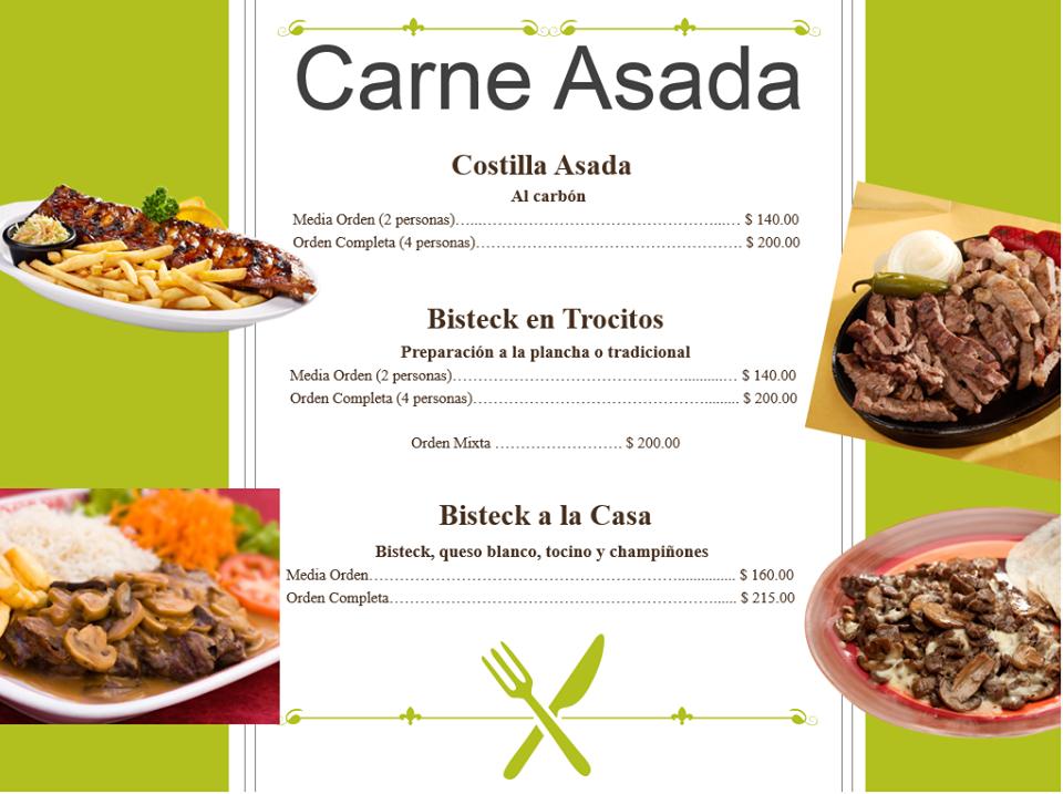 Menu at La casa de Snoopy restaurant, Durango