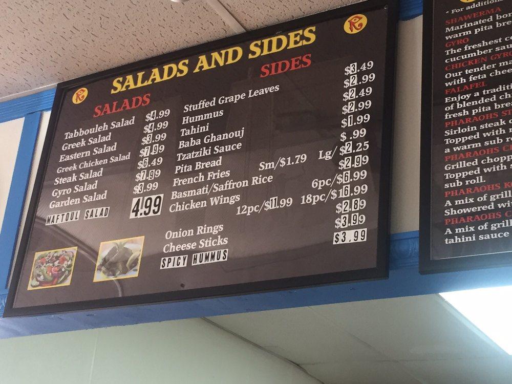 Menu at Pharaohs Village restaurant, Fayetteville, Hope Mills Rd