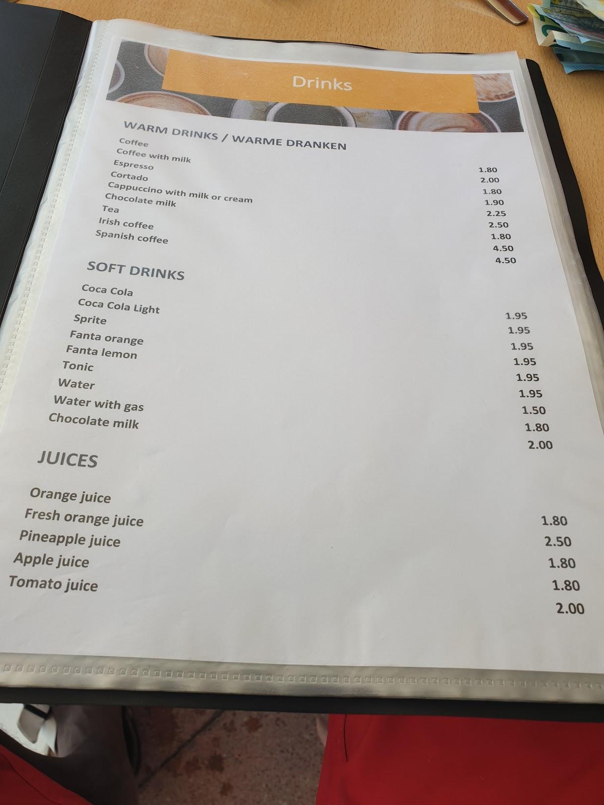 Menu at The Cosy Corner Bar, Torremolinos