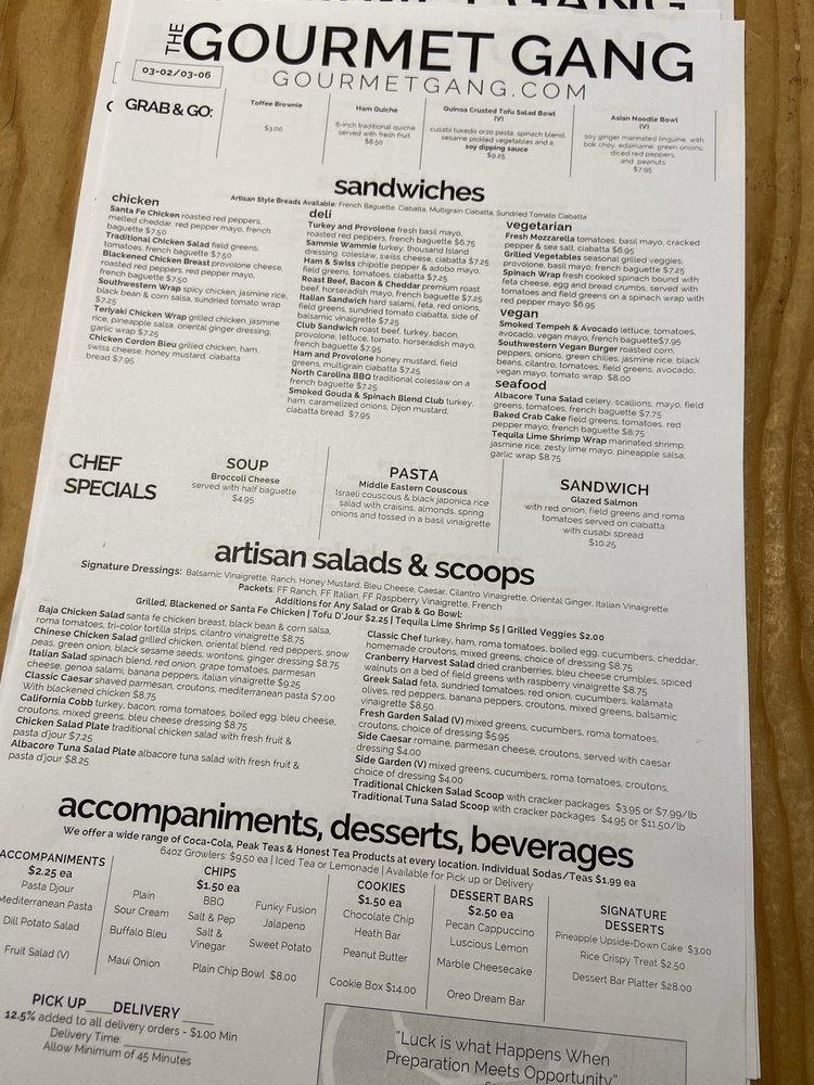 Menu at Gourmet Gang - Downtown Norfolk restaurant, Norfolk, 482 E Main St
