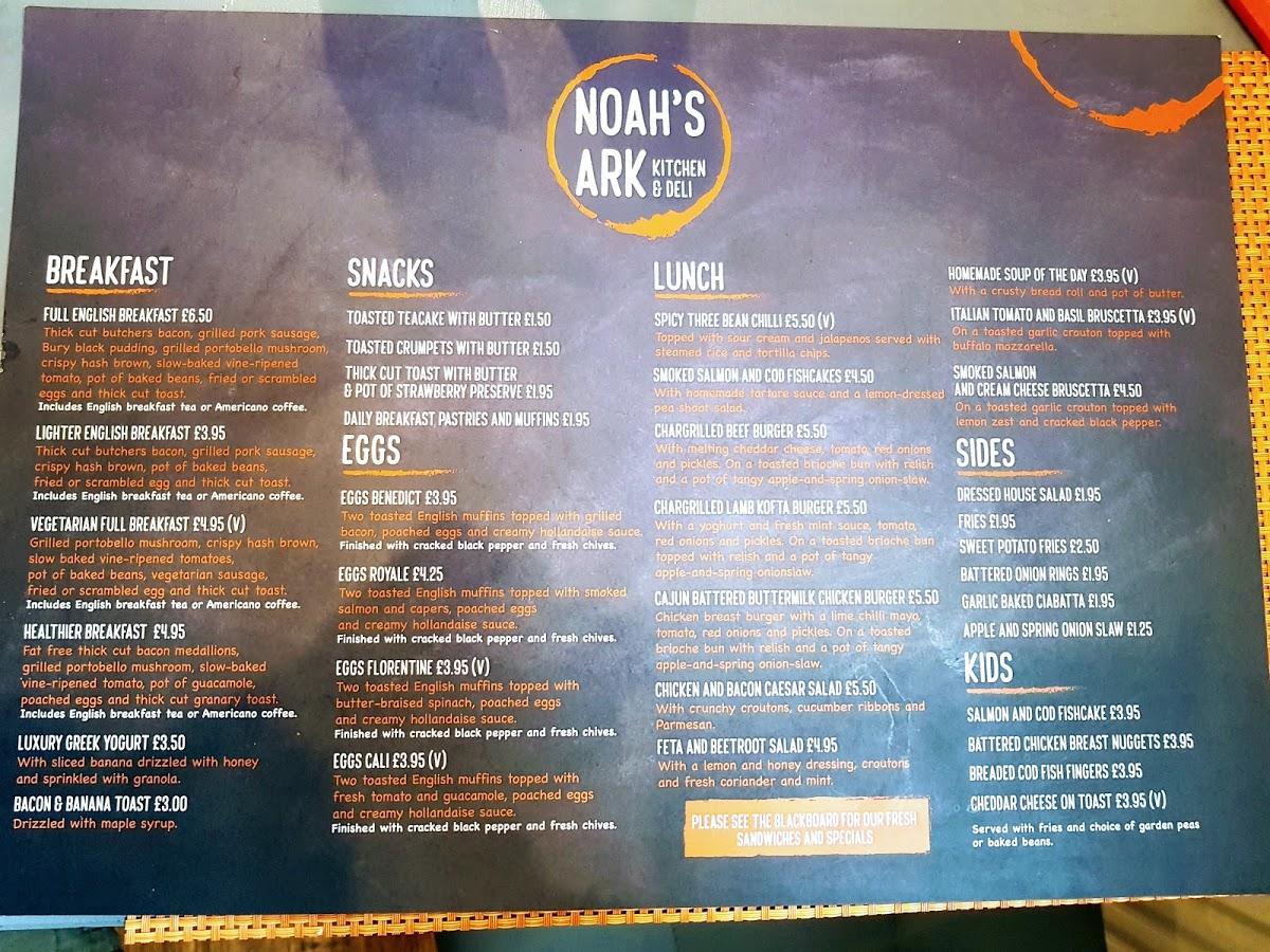 Menu at Noahs Ark Kitchen & Deli restaurant, Chorley