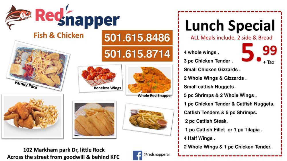 Menu at Red Snapper Fish & Chicken restaurant, Little Rock