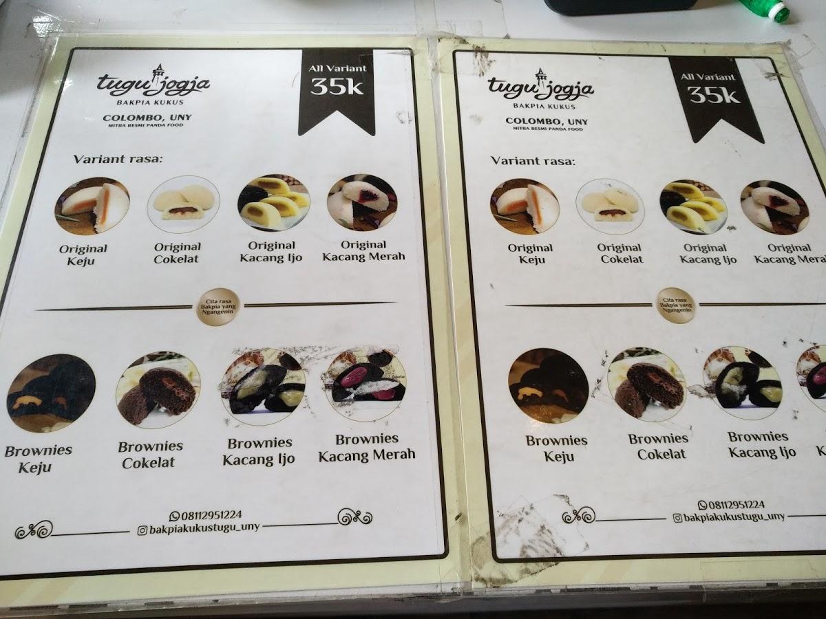 Menu at Bakpia Kukus Tugu Jogja - Jalan Colombo GOR UNY, Sendangadi