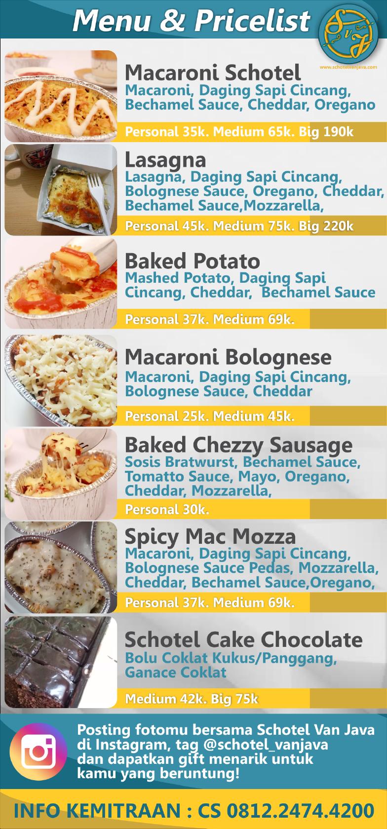 Menu at Macaroni Schotel Van Java Bandung restaurant, Bandung