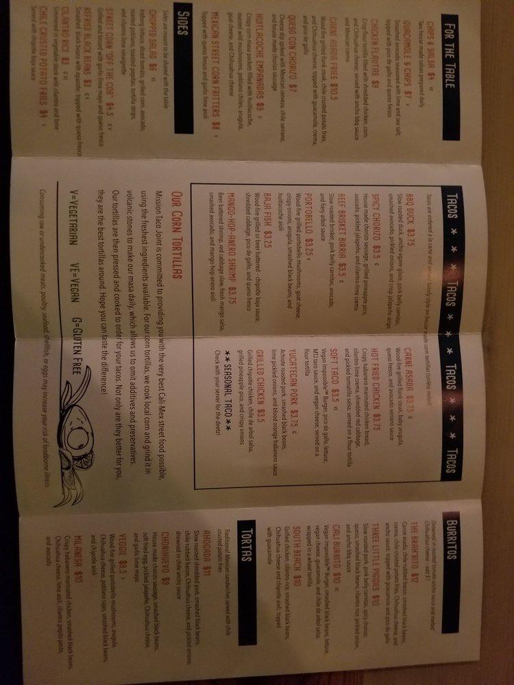 Menu at Mission Taco Joint - Streets of St. Charles pub & bar, Saint ...