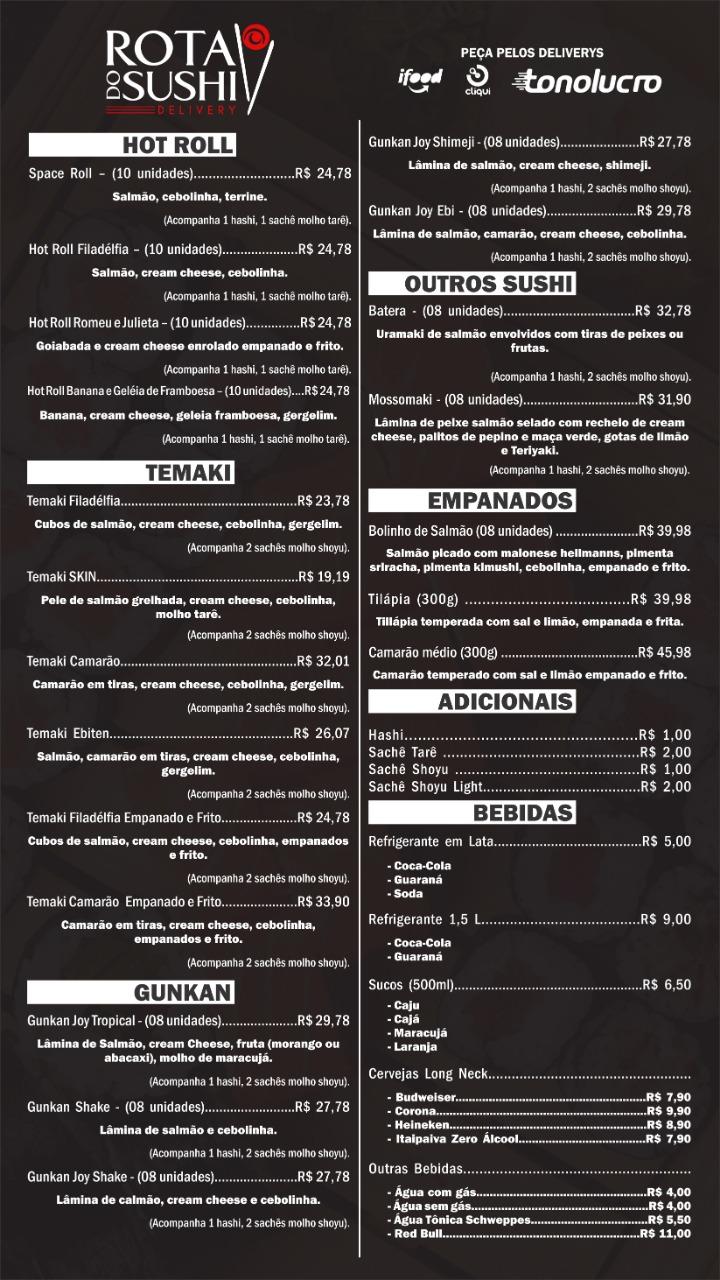 Menu at Rota do Sushi Delivery restaurant, Palmas