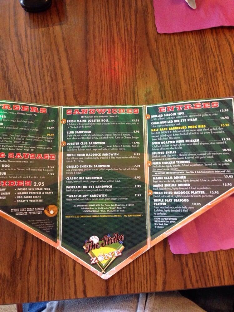 Menu at Strike Zone Restaurant & Pub, Old Orchard Beach