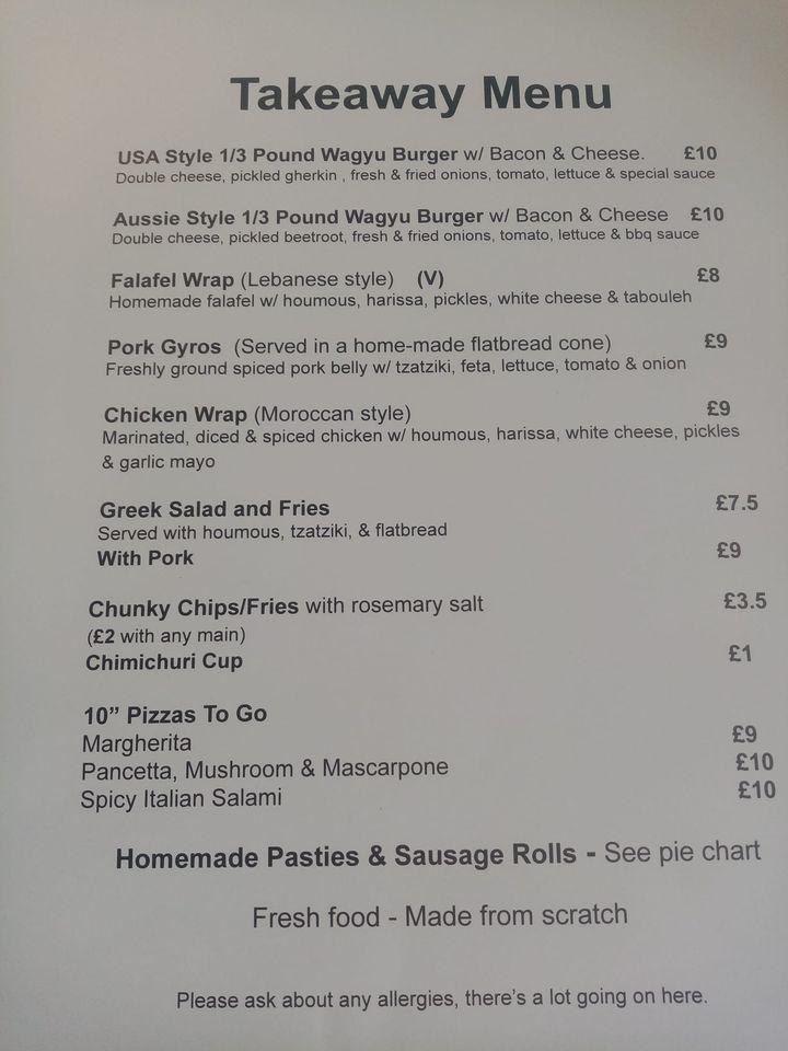 Menu at The Exhibitionist, Ware