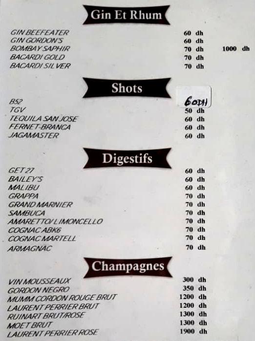 Menu at Opera Lounge Mohammedia restaurant, Mohammedia