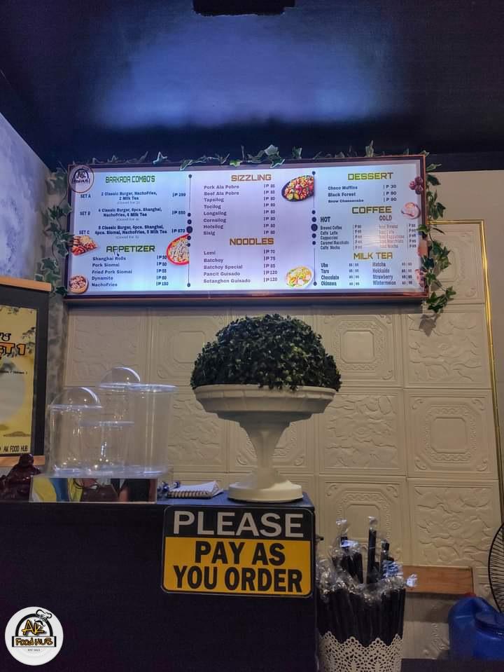 Menu at AK FOOD HUB cafeteria, Bacolod