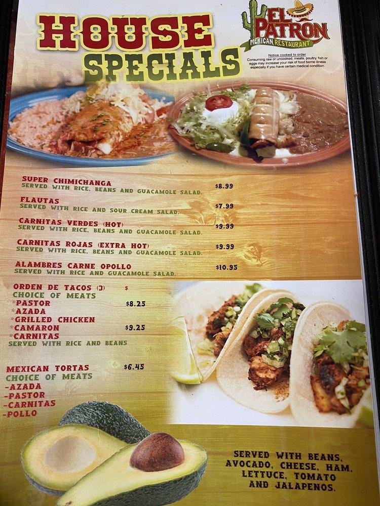 Menu at El patron restaurant, Tifton