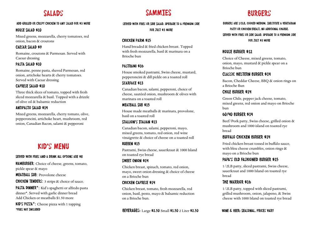 Menu at Papa’s House pizzeria, Tehachapi