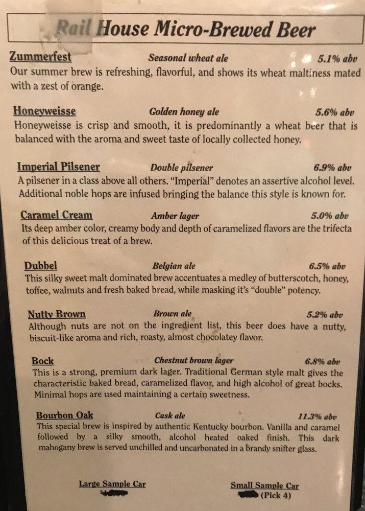 Menu at Rail House Restaurant & Brewpub, Marinette