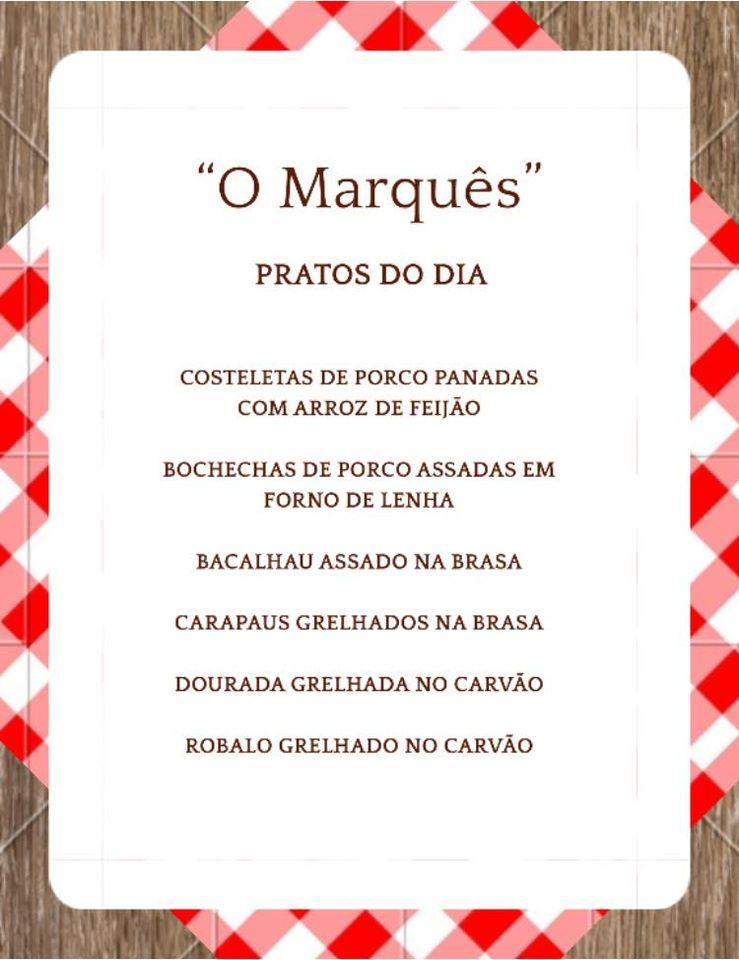 Menu at O Marquês restaurant, Montijo