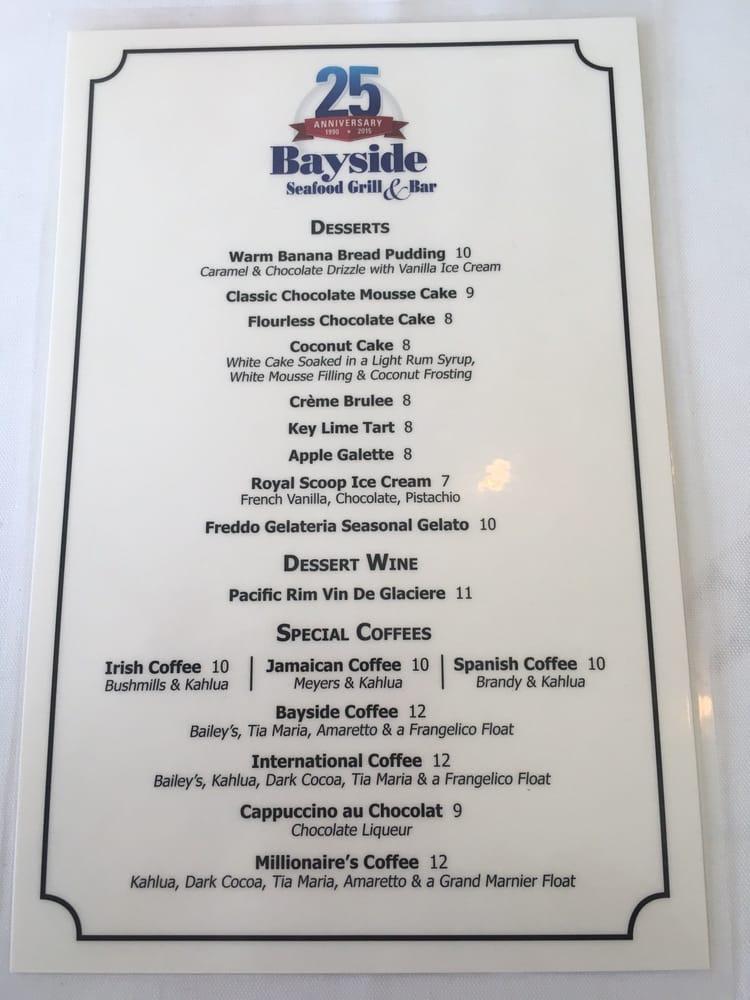 Menu at Bayside Seafood Grill & Bar, Naples