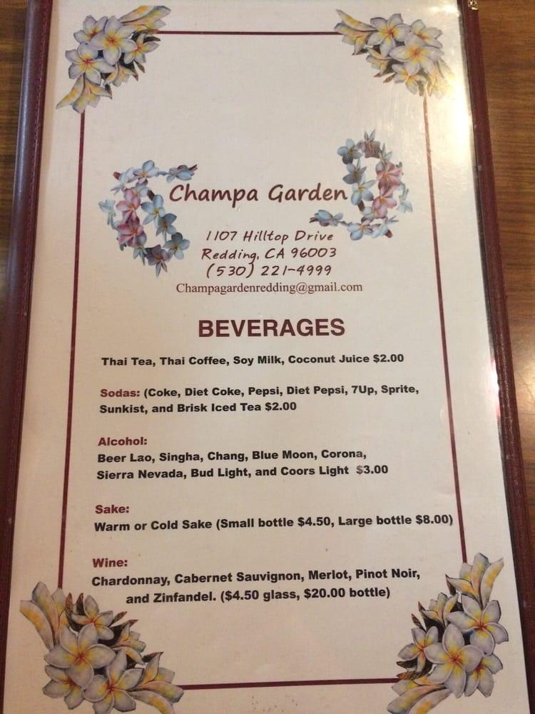 Menu at Champa Garden Restaurant, Redding