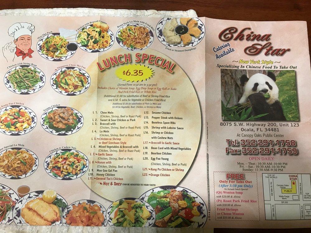 Menu at China Star restaurant, Ocala, SW State Rd 200 #123