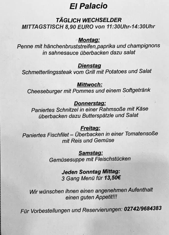 Menu au El Palacio restaurant, Wissen