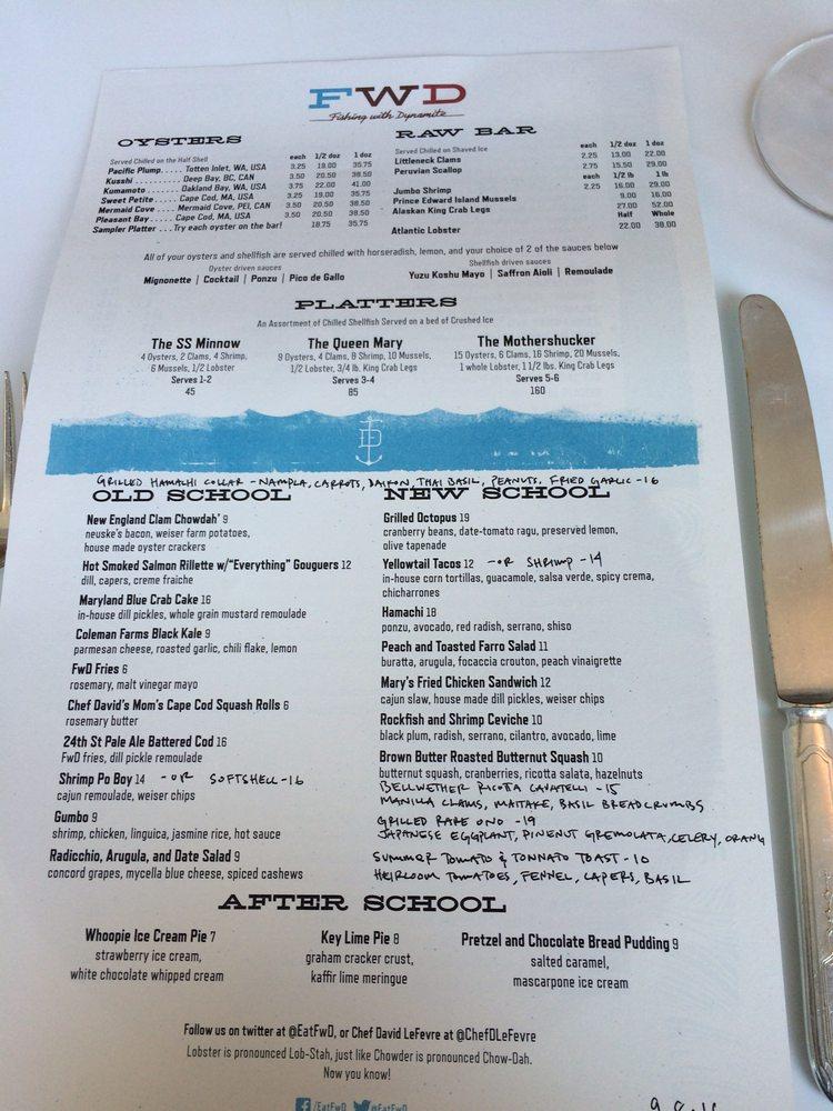 Menu at Fishing With Dynamite pub & bar, Manhattan Beach