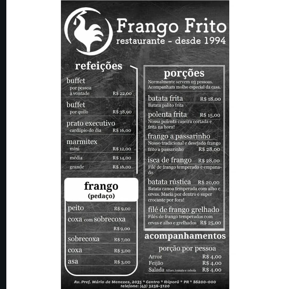 Menu at Frango Frito Restaurante, Ibiporã