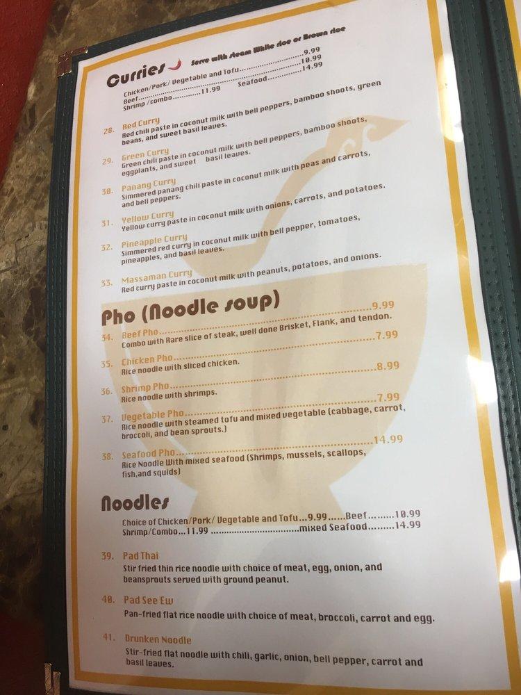 Menu at Golden Bowl Thai restaurant, Temecula