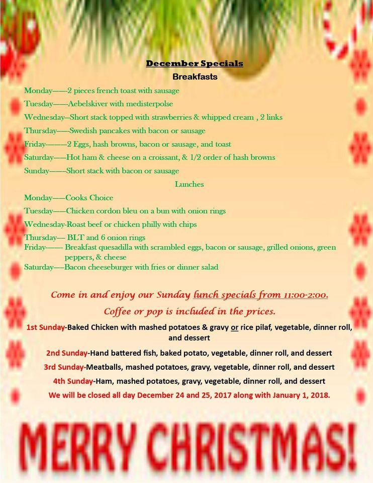 Menu at Little Mermaid Cafe, Askov, H C Andersen Alle