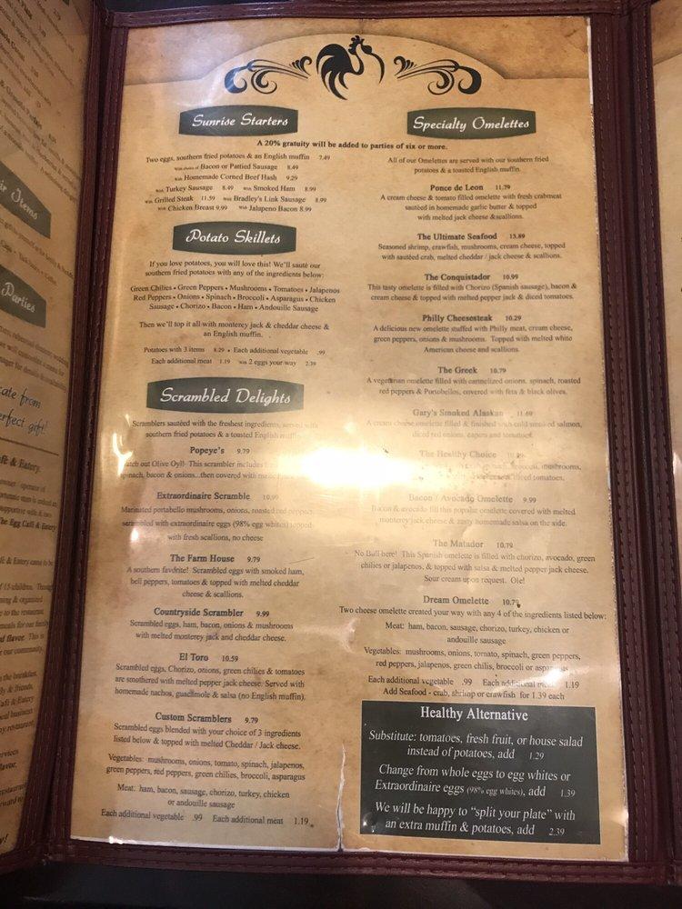 Menu at The Egg Cafe & Eatery, Tallahassee, Austin Davis Ave