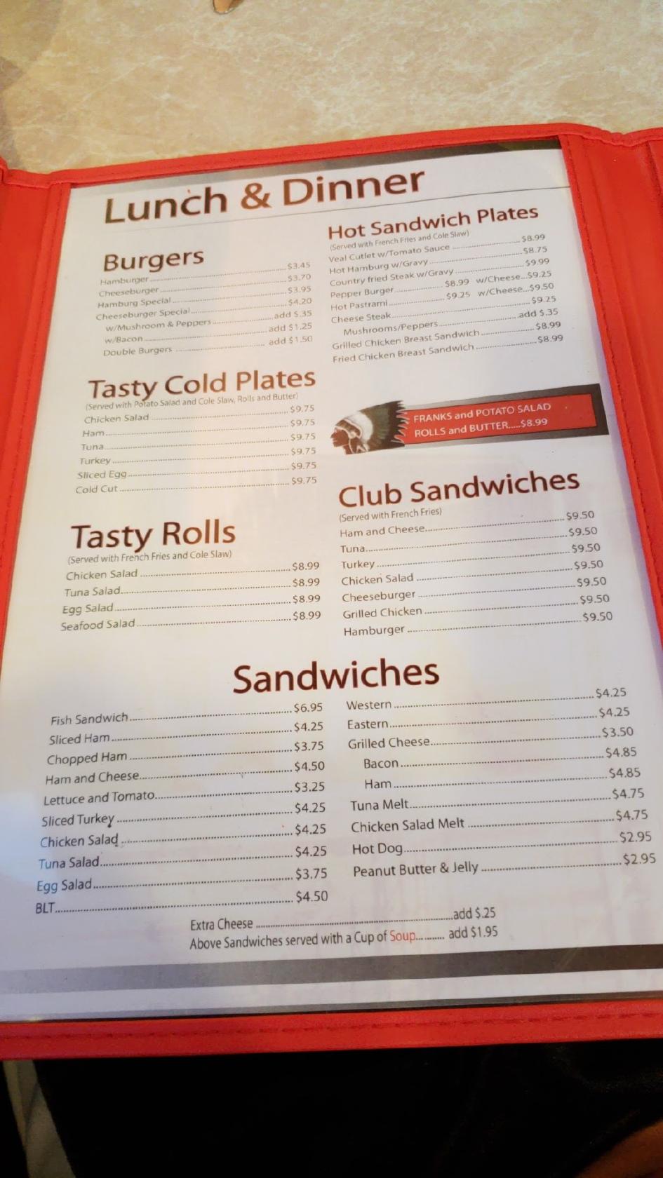 Menu at Agawam Diner restaurant, Rowley