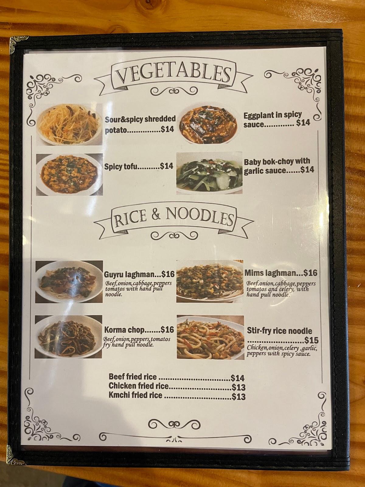 Menu at Mim's Food - Uyghur Cuisine restaurant, Fairfax