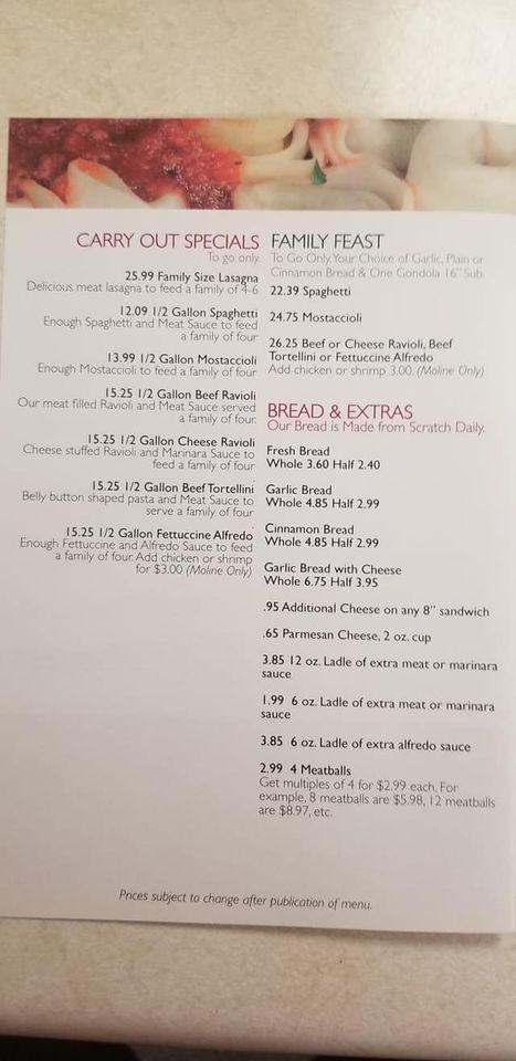 Menu at The Grinder's & Spaghetti House - Moline restaurant, Moline