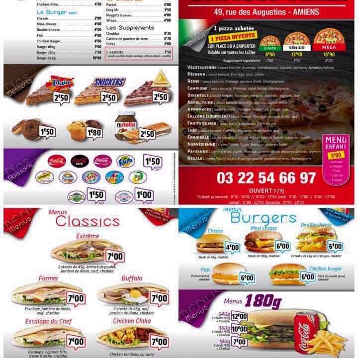Menu at Snack Time restaurant, Amiens