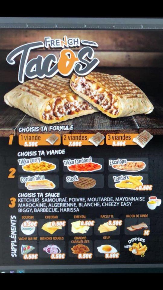 Menu at French Tacos restaurant, Lorient
