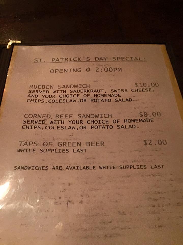 Menu at Landmark 1850 Inn pub & bar, Milwaukee