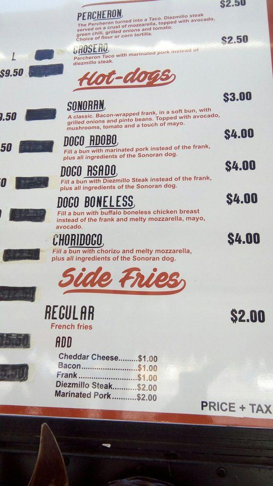 Menu at Percheron Mexican Grill restaurant, Tucson, S 12th Ave