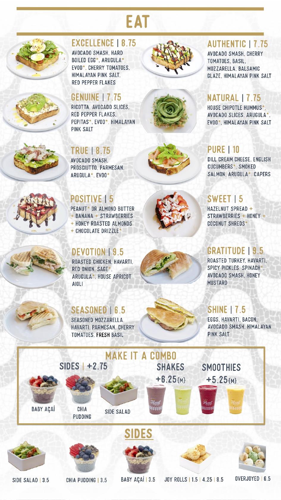 Menu at Honest Eatery Foothill pub & bar, Salt Lake City, Foothill Dr ...
