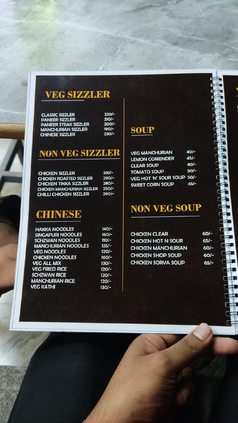Menu at Prime 41, Jabalpur