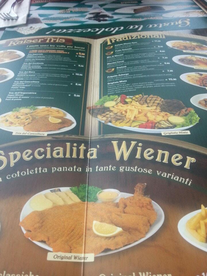 Menu at Wiener Haus Tavagnacco restaurant, Udine, Via Nazionale