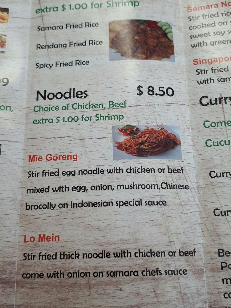 Menu at Samara Kitchen restaurant, Mississauga