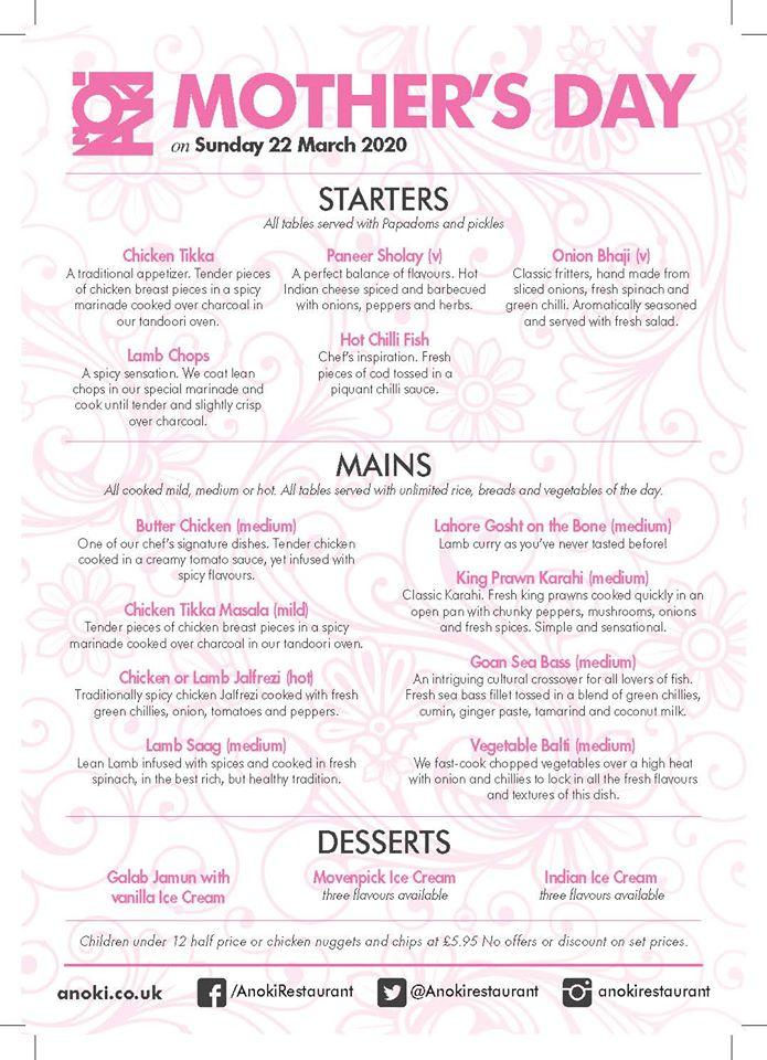 Menu at Anoki Restaurant - A38 Burton, Burton upon Trent, Burton Rd