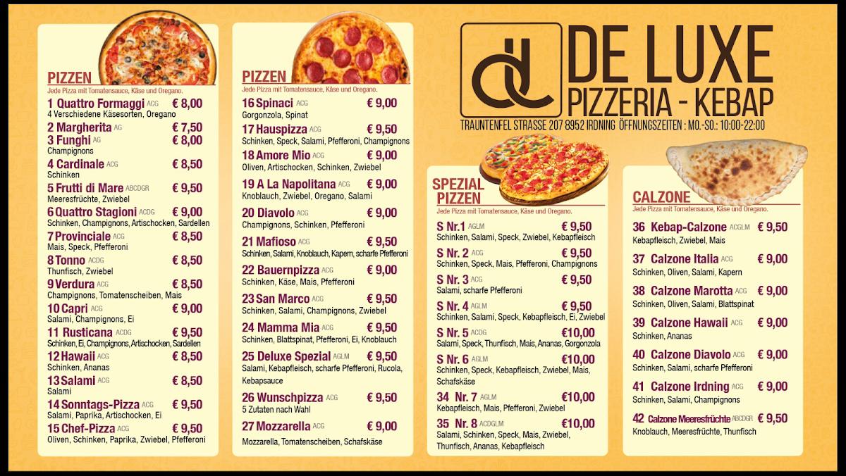 Speisekarte von DeLuxe pizzeria & kebap haus İrdning, Österreich