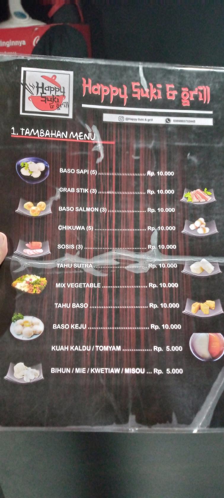 Menu at Happy Suki & Grill restaurant, Tegal