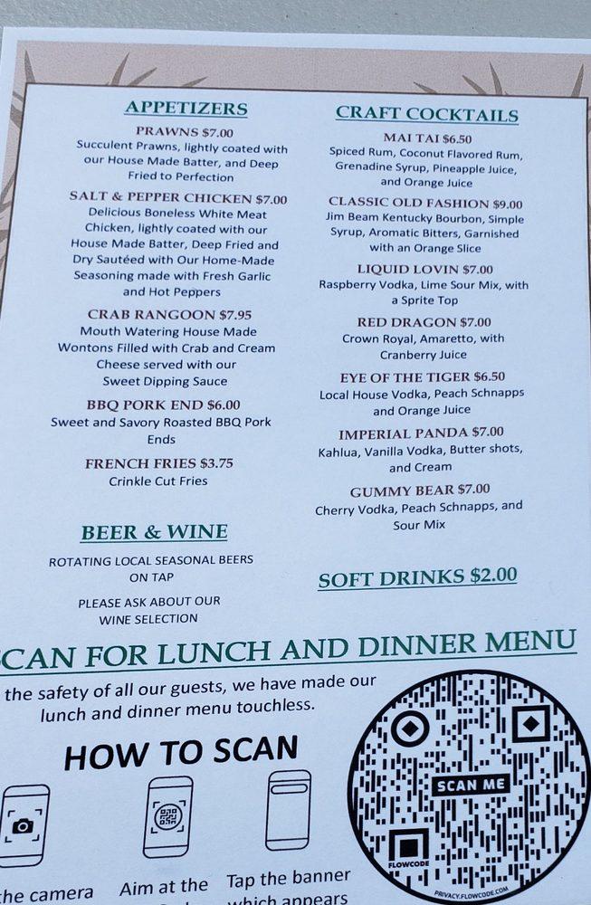 Menu at Main Garden restaurant, Kent