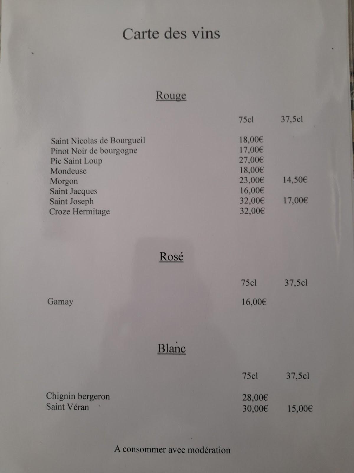 Menu at Restaurant Les Roses, Saint-Bueil