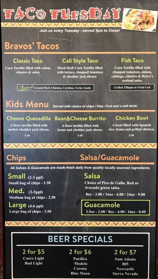 Menu at Bravos California Fresh restaurant, Mission Viejo