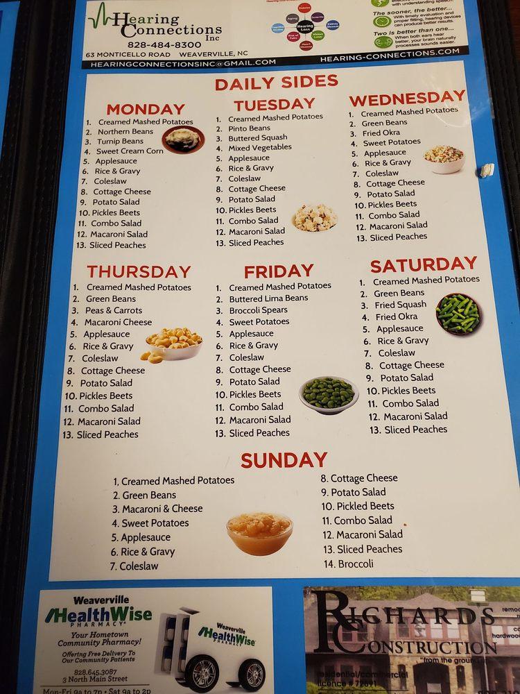Menu at Tommy's Restaurant, Weaverville