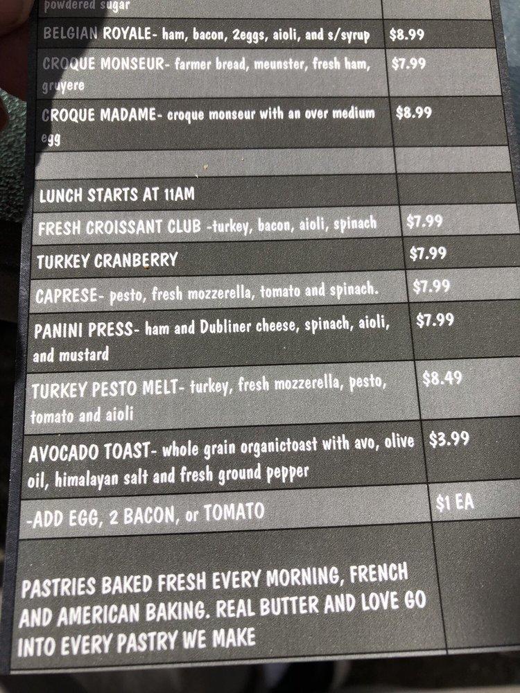 Menu at Violette's Bakery Cafe, Clarkdale