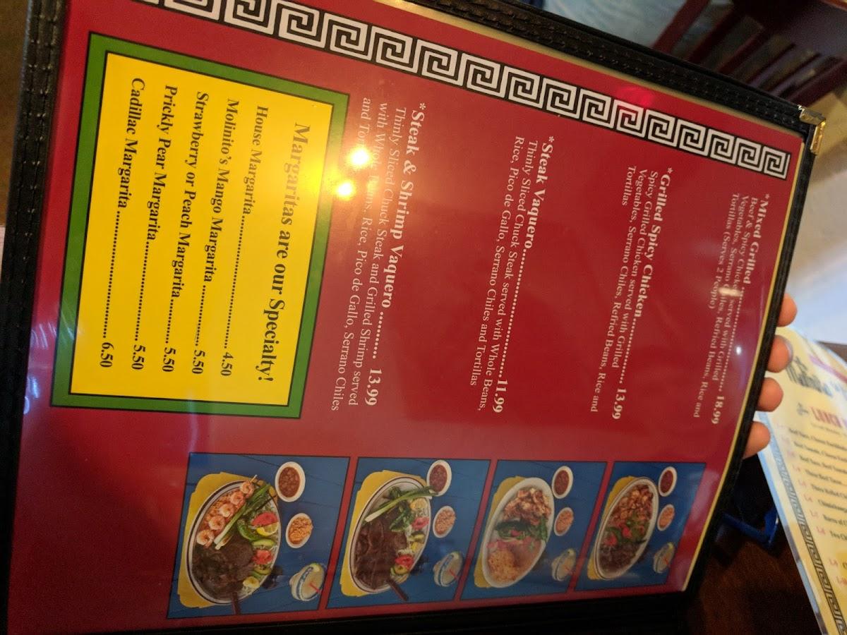 Menu at El Molinito restaurant, Tucson, 3675 W Ina Rd