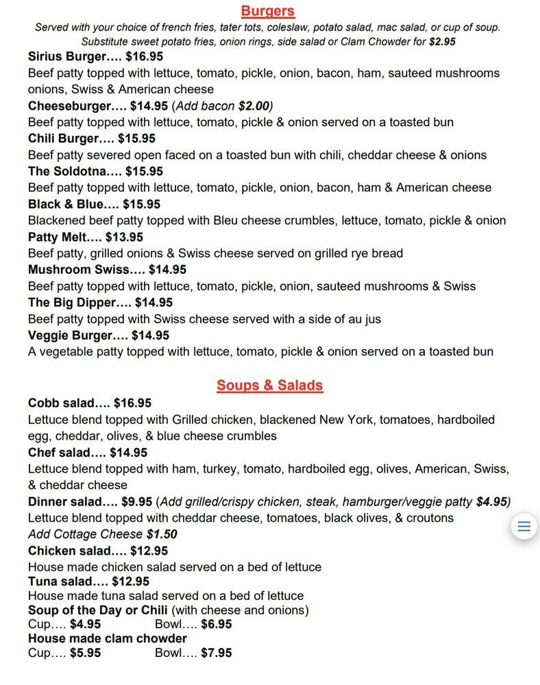 Menu at Ginger's Restaurant, Soldotna