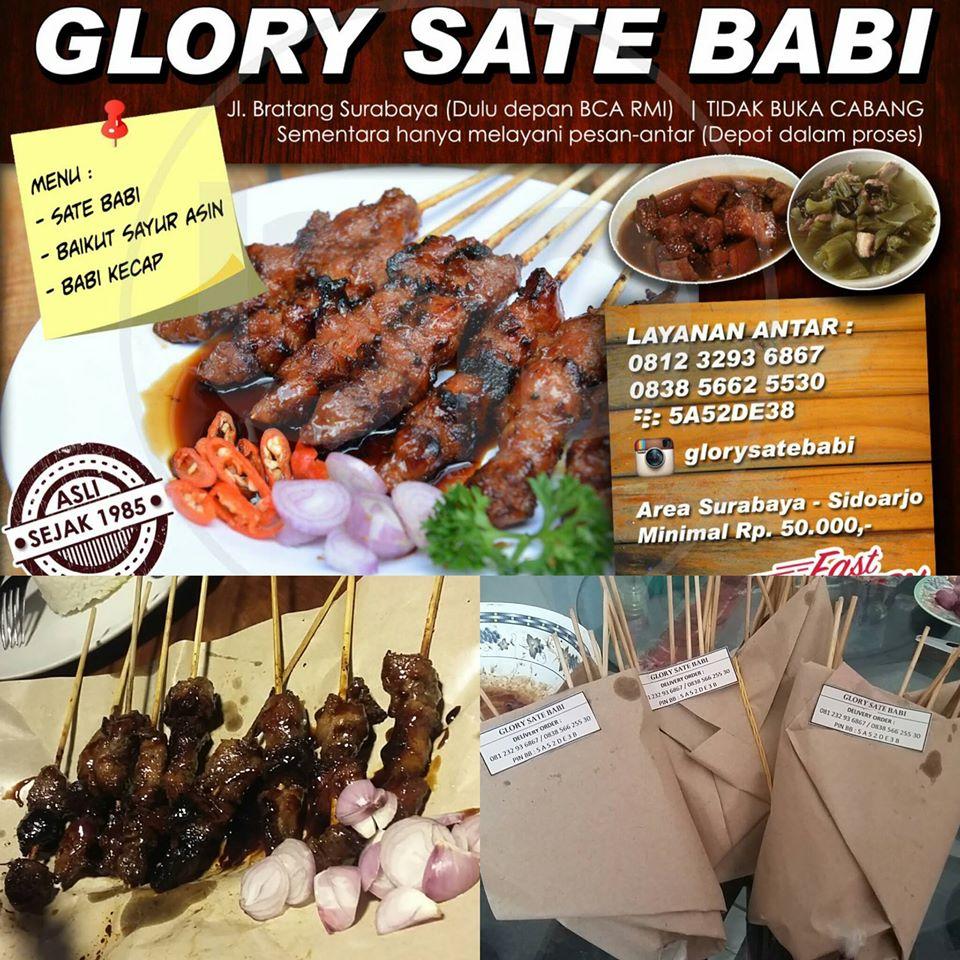 Menu at Glory Sate Babi restaurant, Surabaya