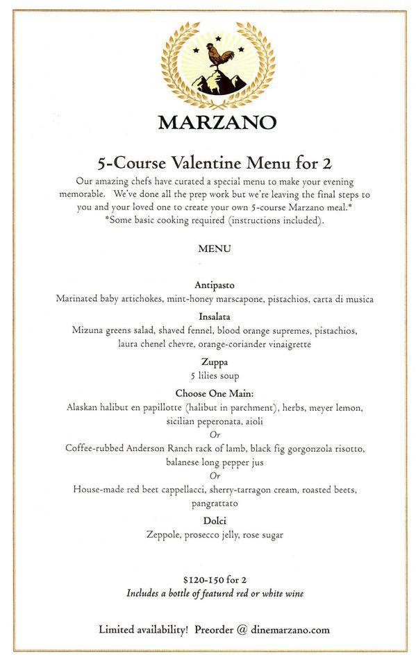 Menu at Marzano Italian Restaurant, Tacoma